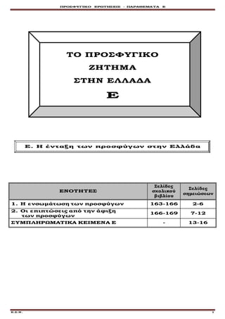 ΤΟ ΠΡΟΣΦΥΓΙΚΟ ΖΗΤΗΜΑ ΣΤΗΝ ΕΛΛΑΔΑ - Ε. Η ένταξη των προσφύγων στην ...