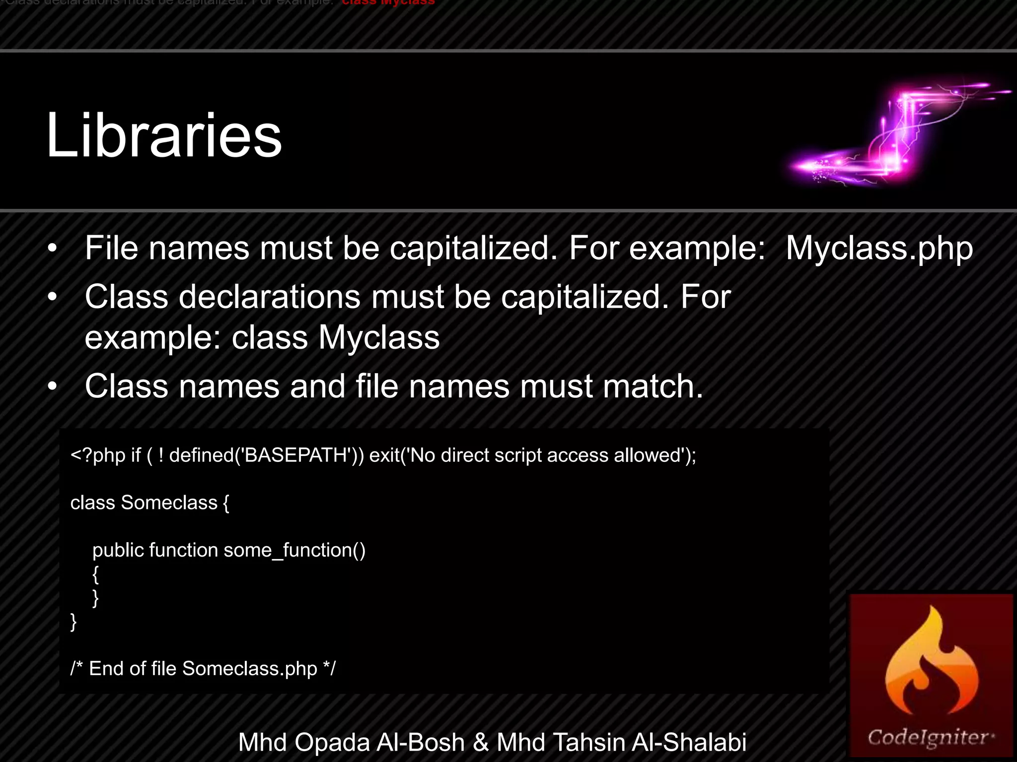CodeIgniter L2 helper & libraries & form validation | PPSX
