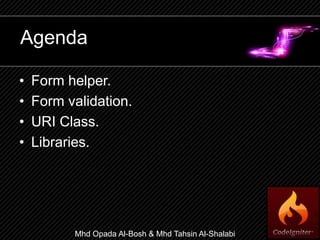 CodeIgniter L2 helper & libraries & form validation | PPSX