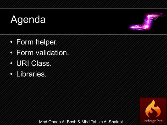 CodeIgniter L2 helper & libraries & form validation | PPSX
