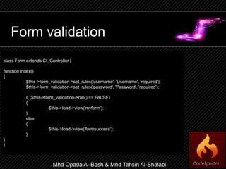 CodeIgniter L2 helper & libraries & form validation | PPSX
