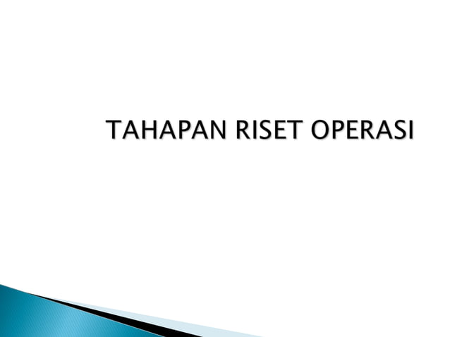 tahapan riset operasi | PPT