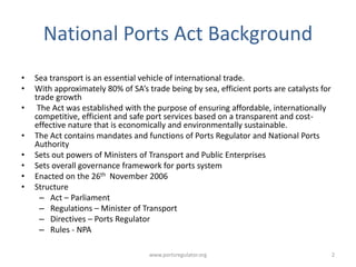 Regulation in the South African Port System | PDF