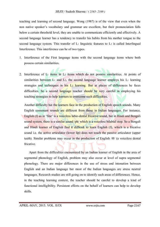 MOTHER TONGUE INFLUENCE ON ENGLISH LANGUAGE LEARNING | PDF