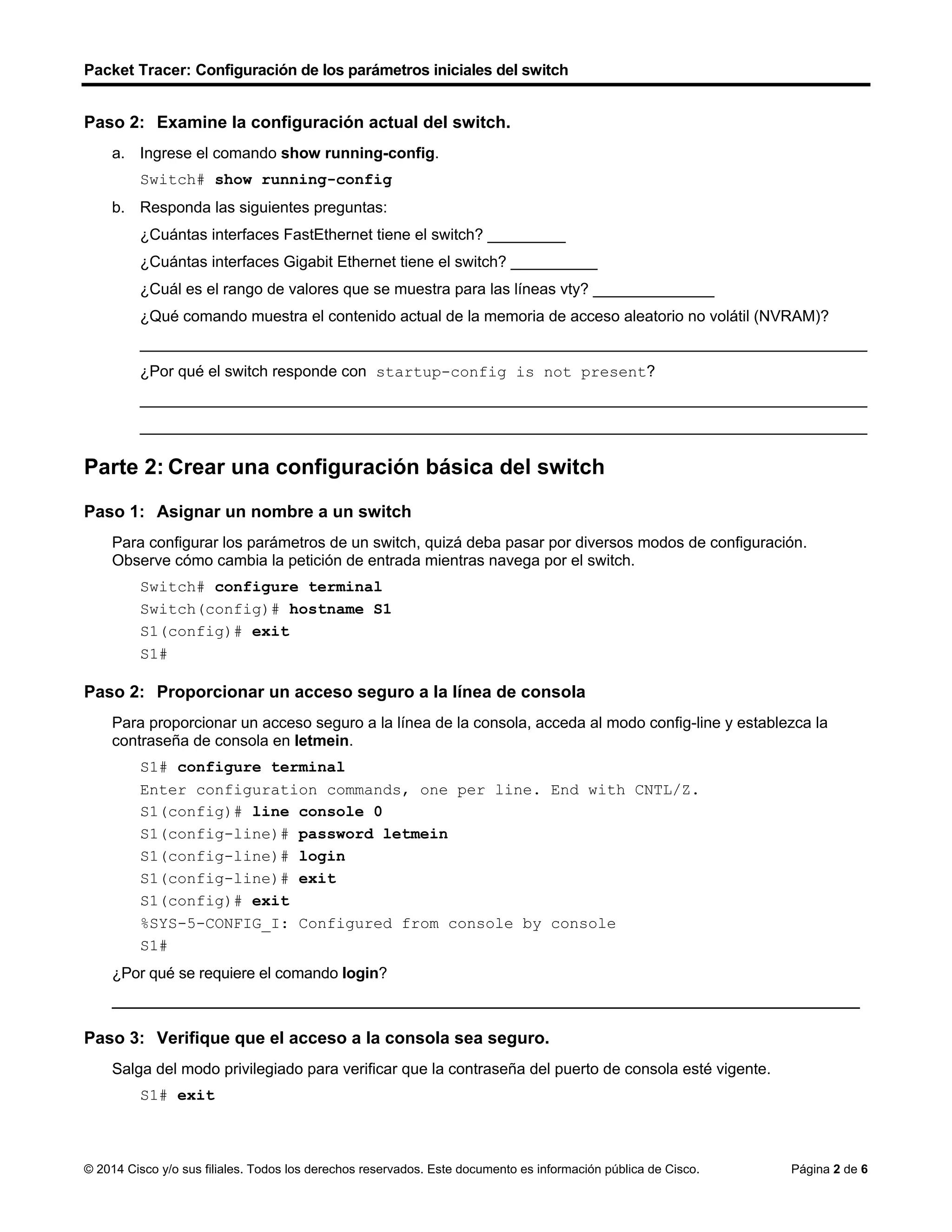 2 2 3 3 Packet Tracer Configuring Initial Switch Settings Instructions
