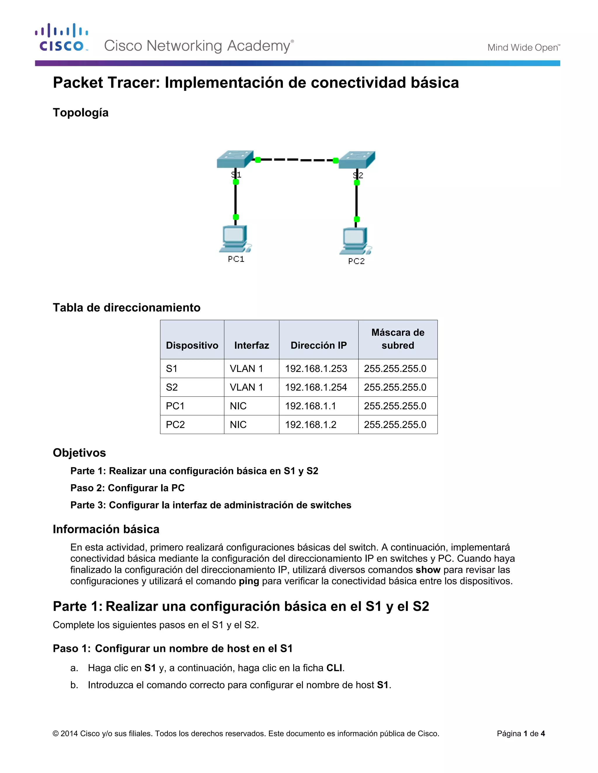 2.3.2.5 packet tracer implementing basic connectivity instructions | PDF