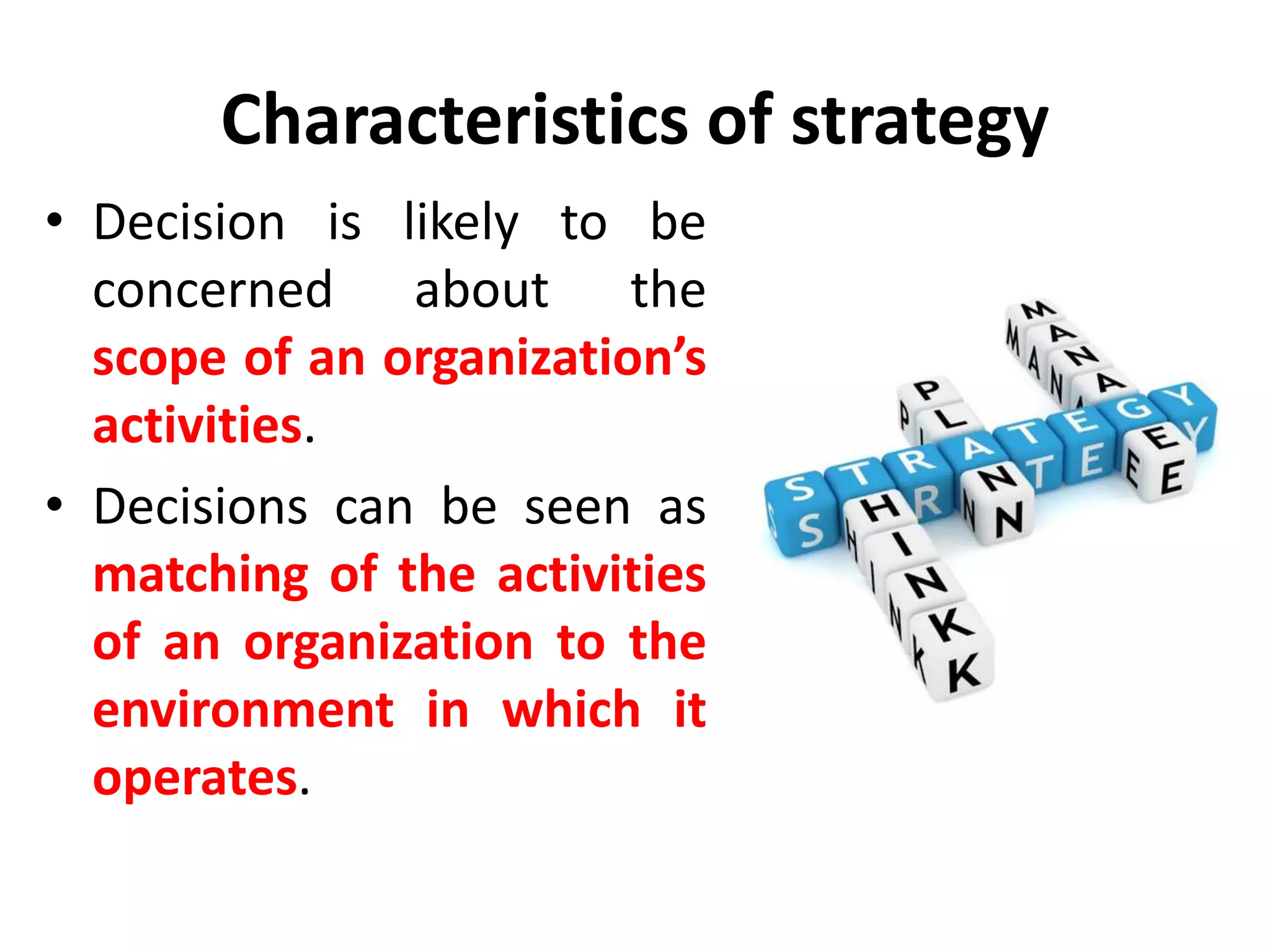 Characteristics of strategy - strategic management - Manu Melwin Joy | PPTX
