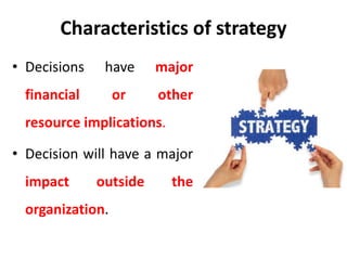 Characteristics of strategy - strategic management - Manu Melwin Joy | PPTX