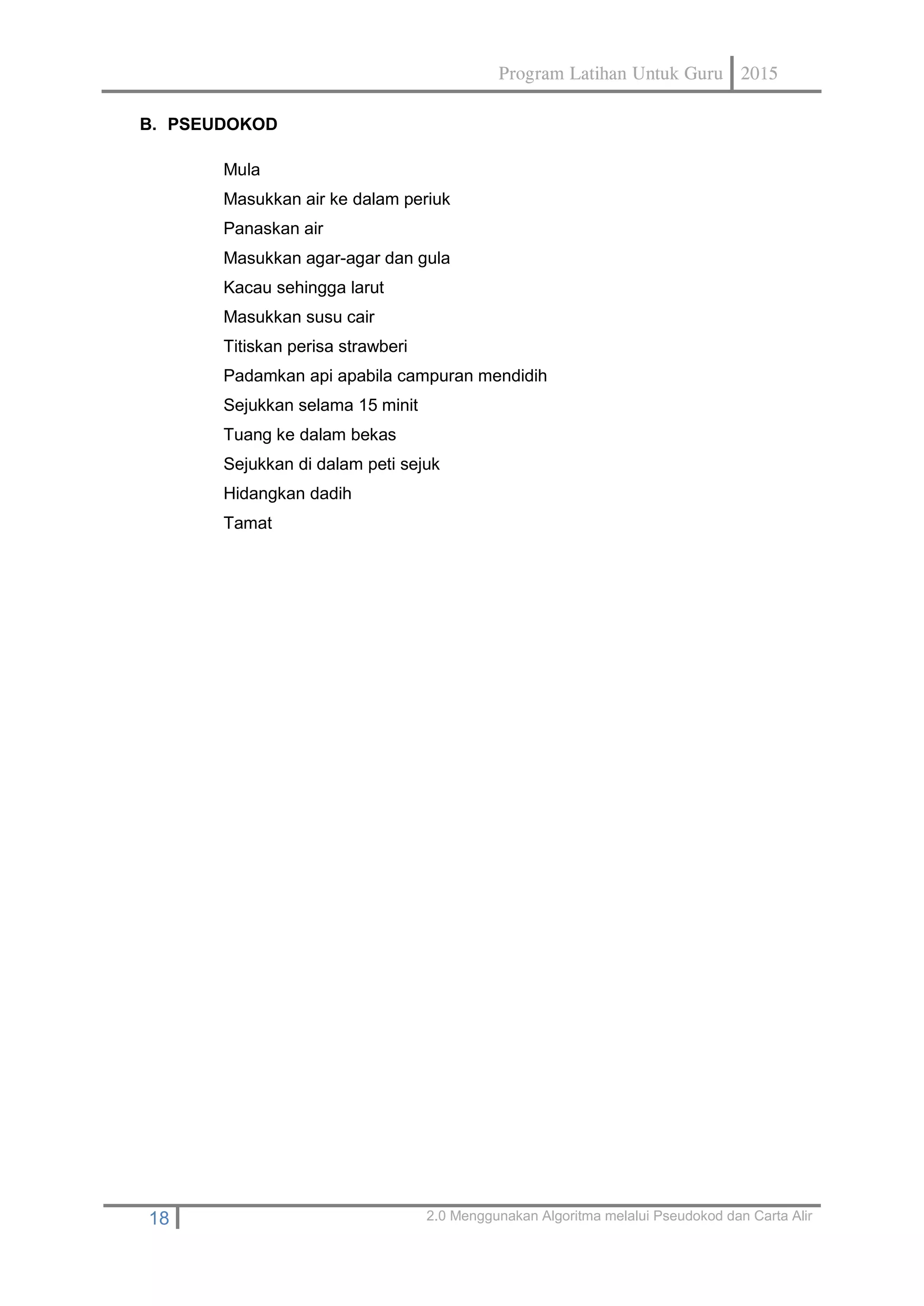 2.0 menggunakan algoritma melalui pseudokod dan carta alir | PDF