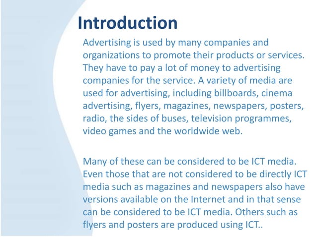 2.3 uses of ict in advertising | PPTX | Advertising Industry | Industries