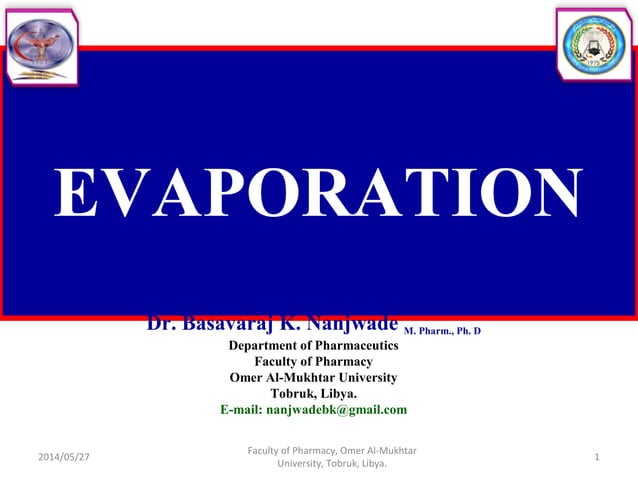 Evaporation | PPT | Chemistry | Science