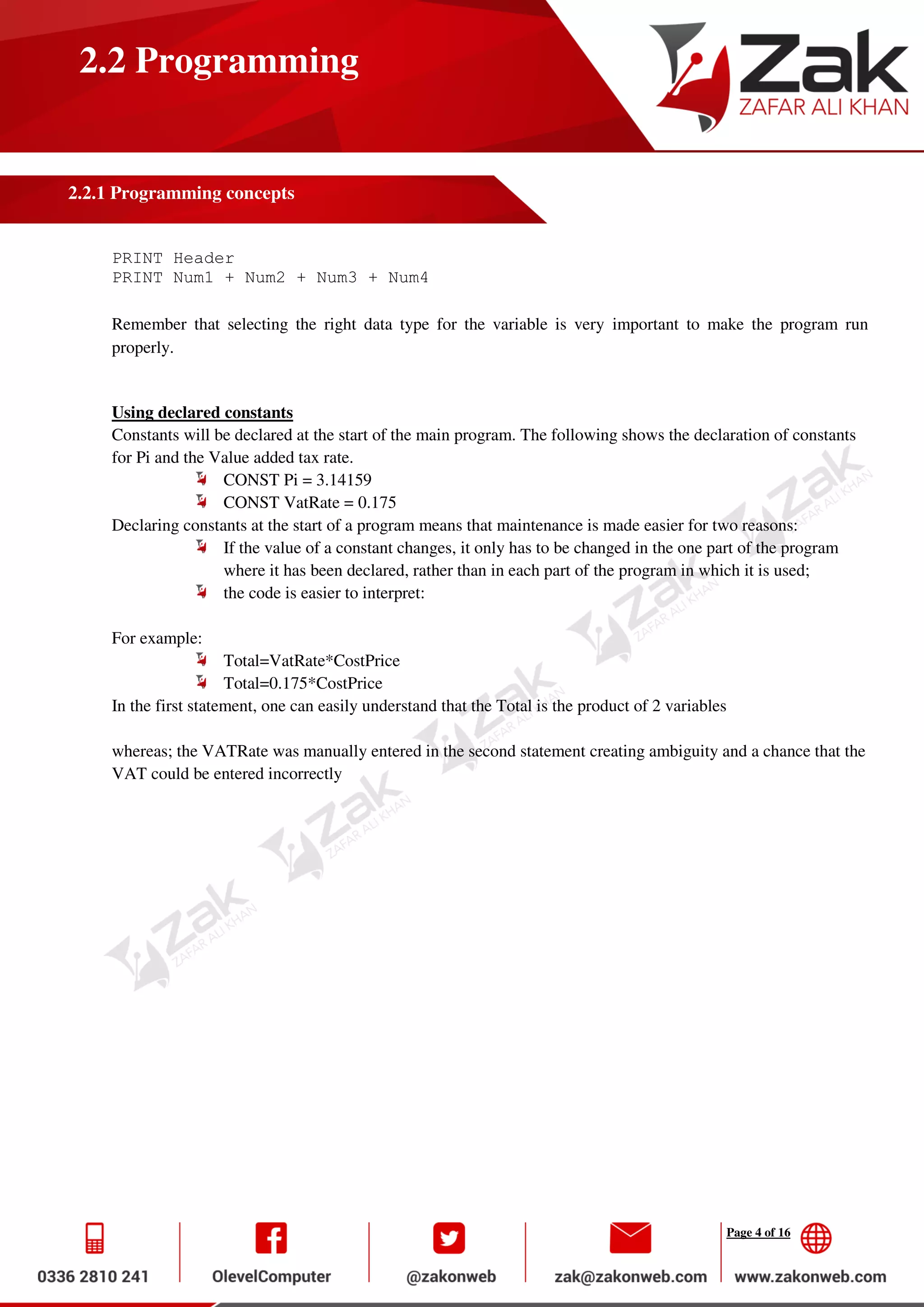 Programming concepts By ZAK | PDF | Programming Languages | Computing