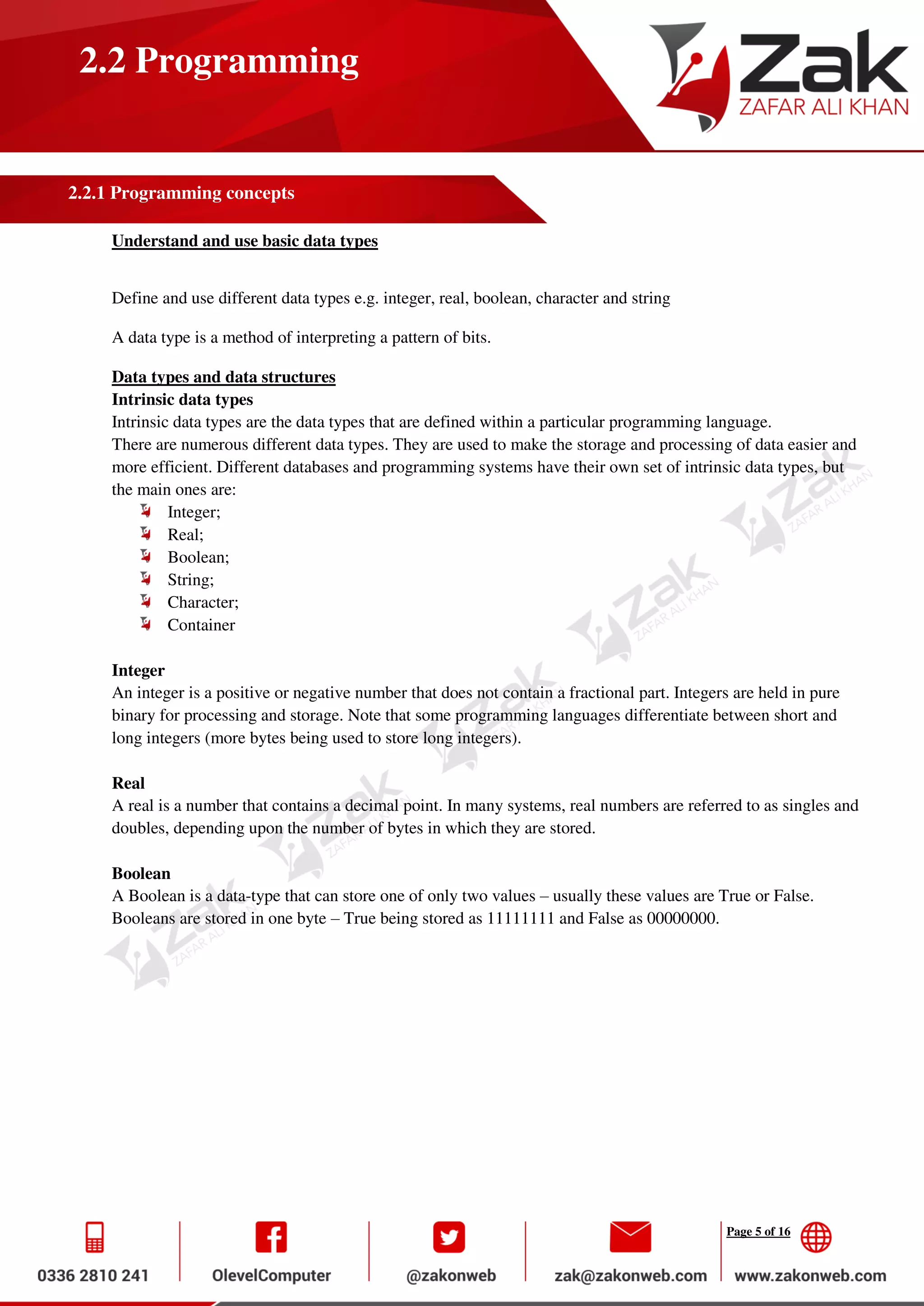 Programming concepts By ZAK | PDF | Programming Languages | Computing