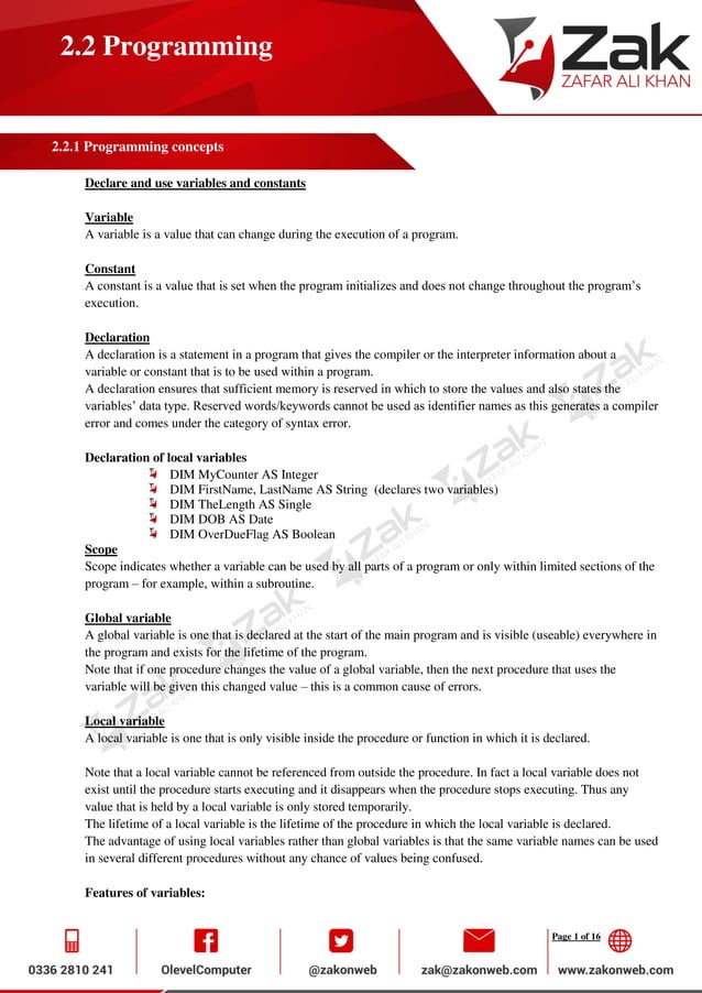 Programming concepts By ZAK | PDF | Programming Languages | Computing