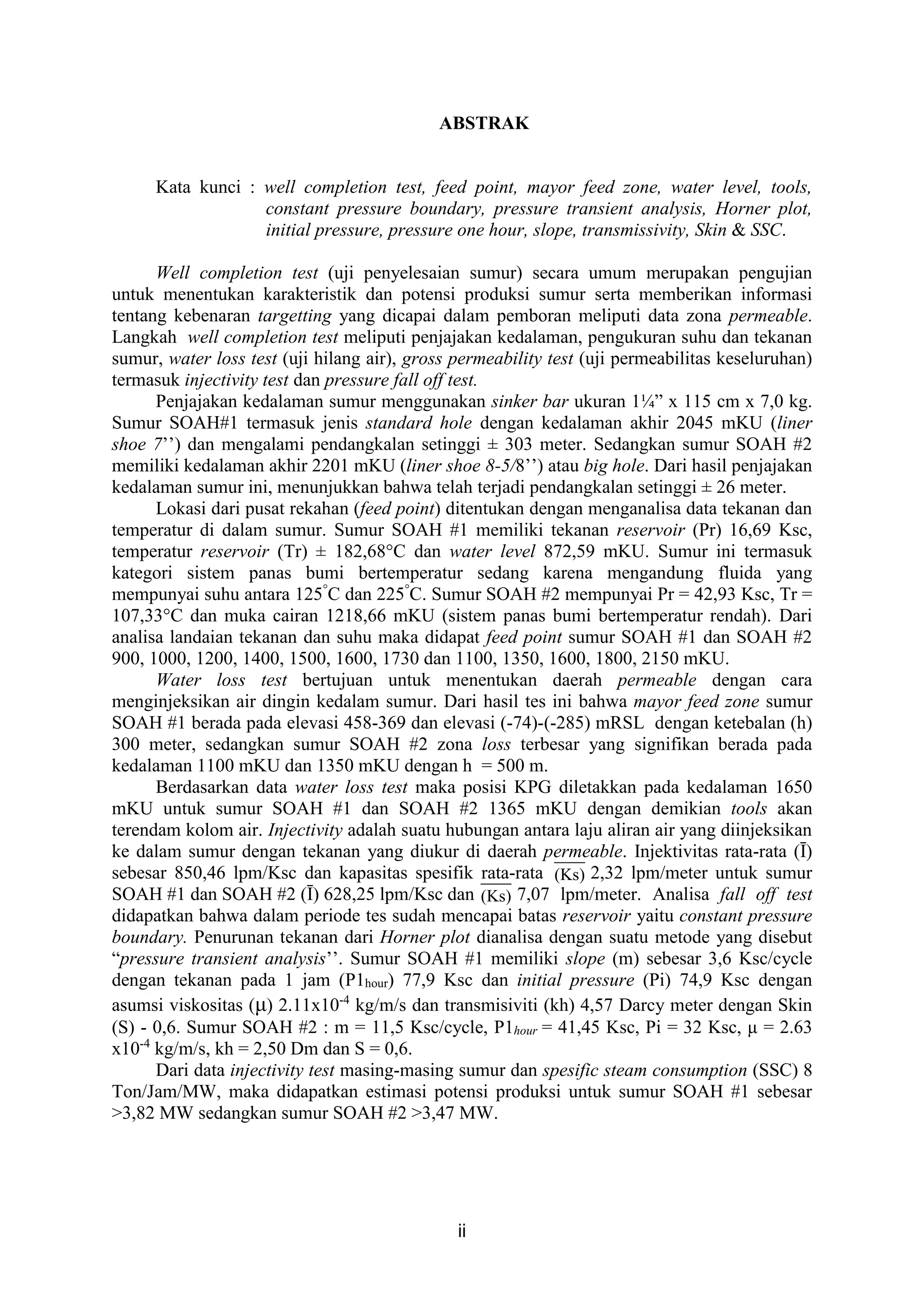 Analisa Well Completion Test dan Estimasi Potensi Produksi Berdasarkan ...