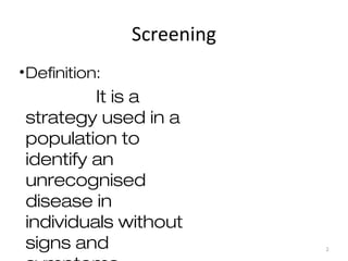Aims, Objective, Concept of Screening | PPT