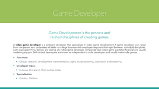 Game Industry. First approach to the departments of a video games ...