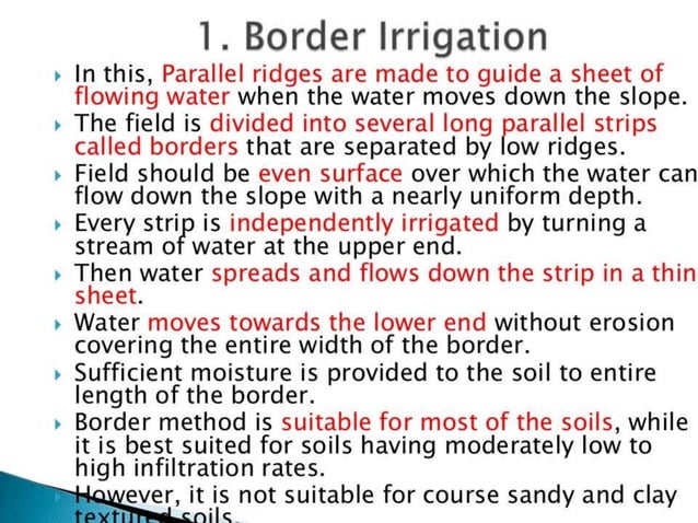2.surface irrigation methods border irrigation A Lecture By Mr. Allah ...