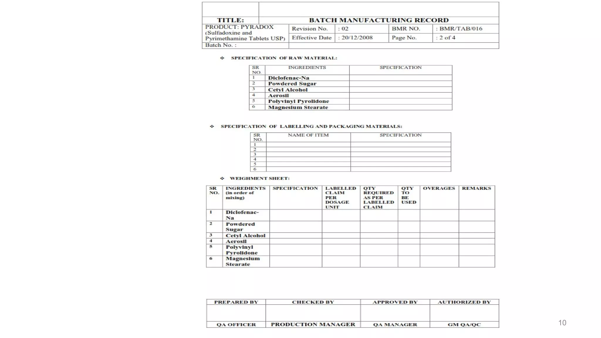master formula record | PPT