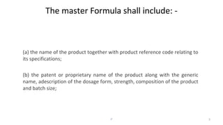 master formula record | PPT