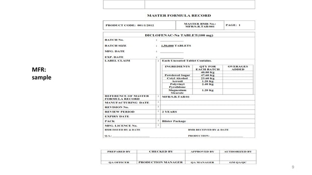 master formula record | PPT