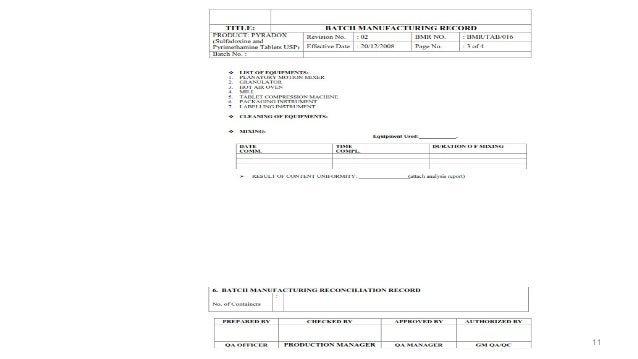 master formula record