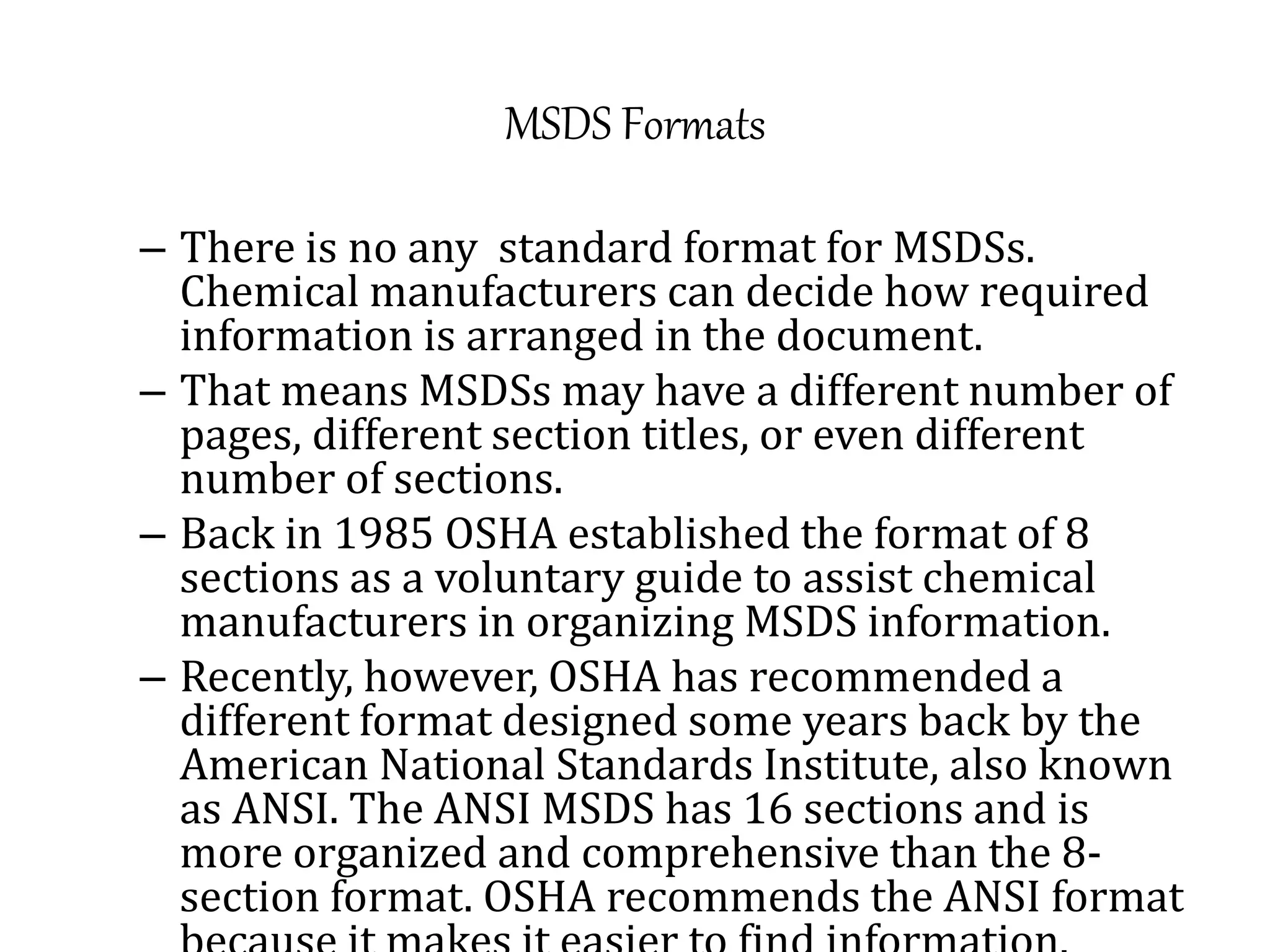 matrial safety data sheet and method of analysis | PPTX