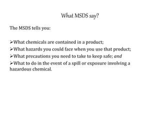 matrial safety data sheet and method of analysis | PPTX