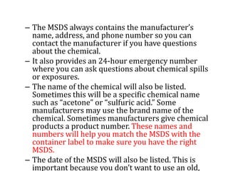 matrial safety data sheet and method of analysis | PPTX