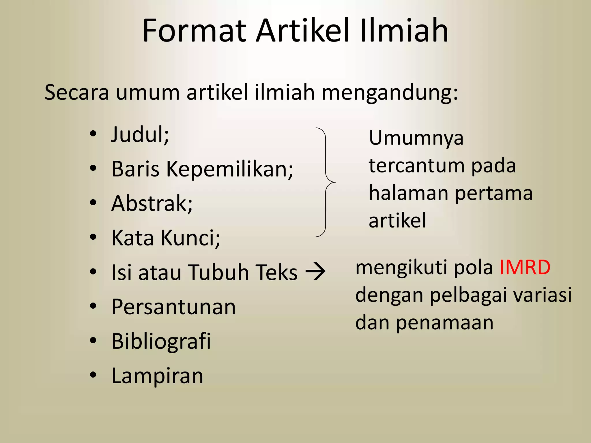 struktur artikel ilmiah i | PPTX