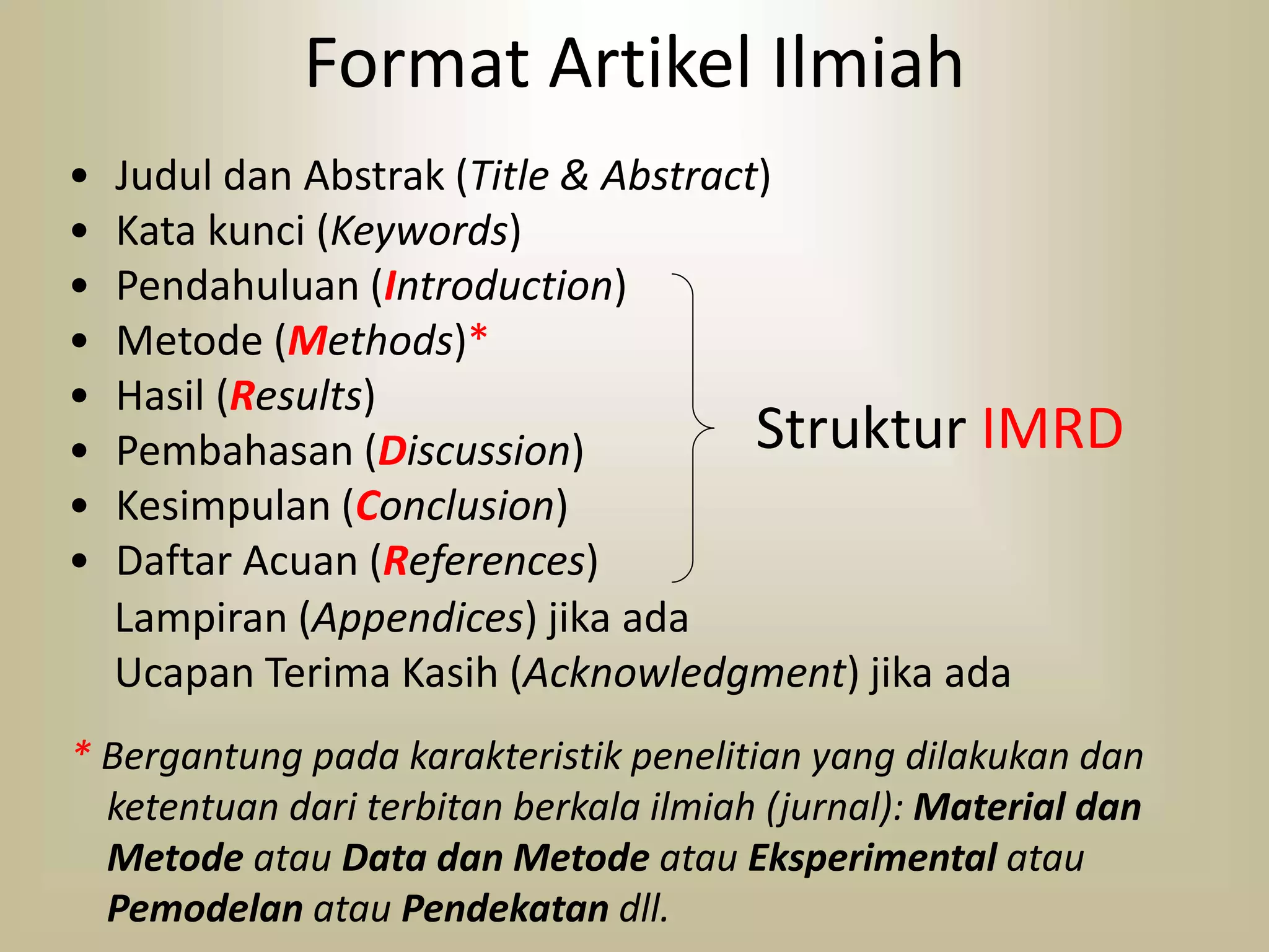 struktur artikel ilmiah i | PPTX