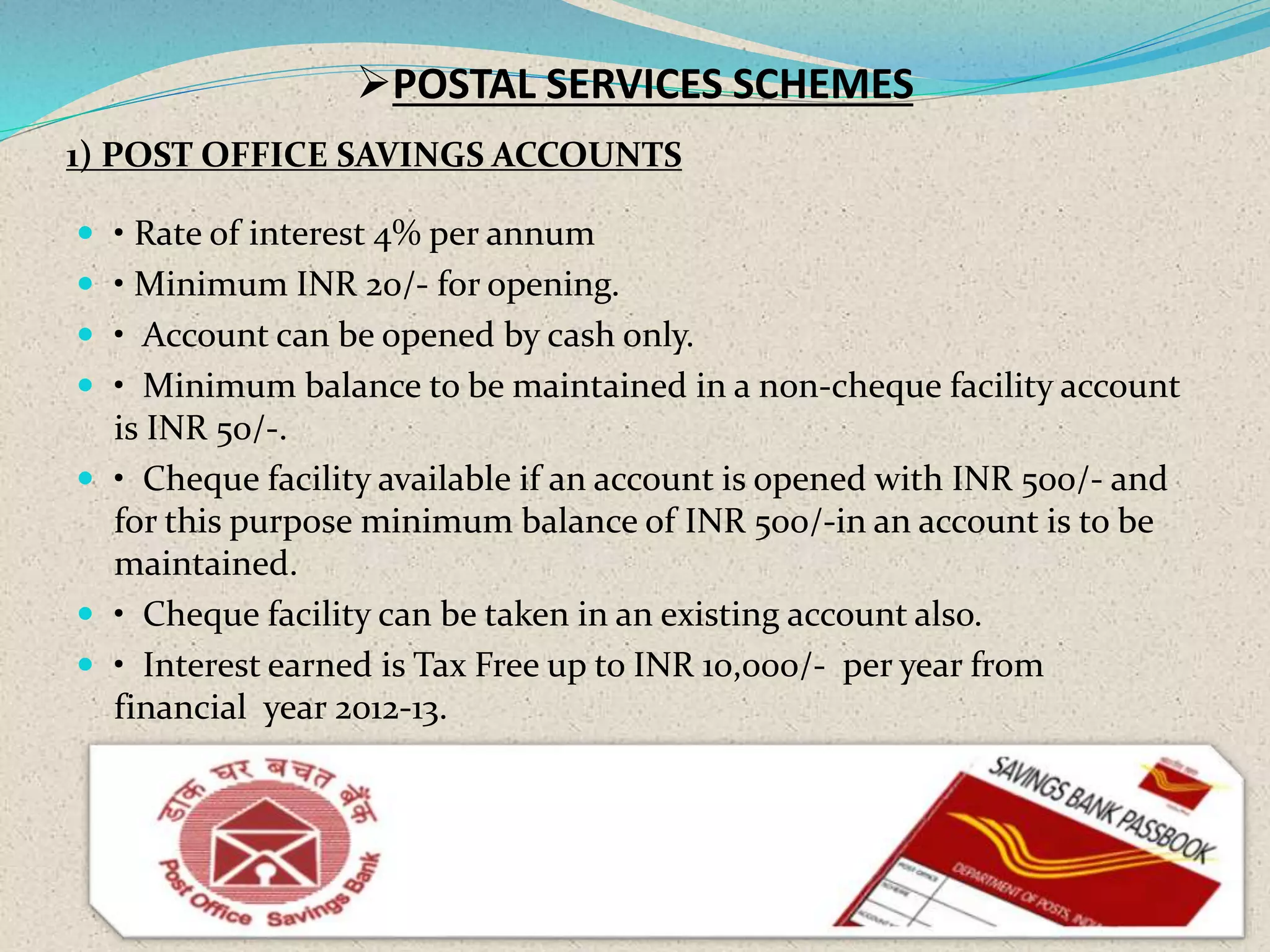 postal schemes or investments in post office | PPTX