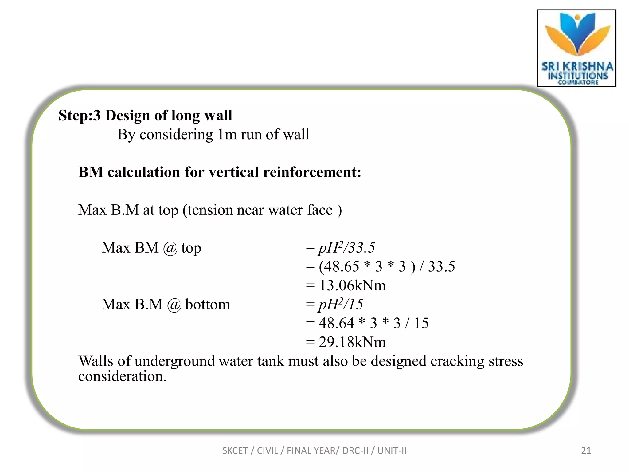 Introduction & under ground water tank problem | PDF