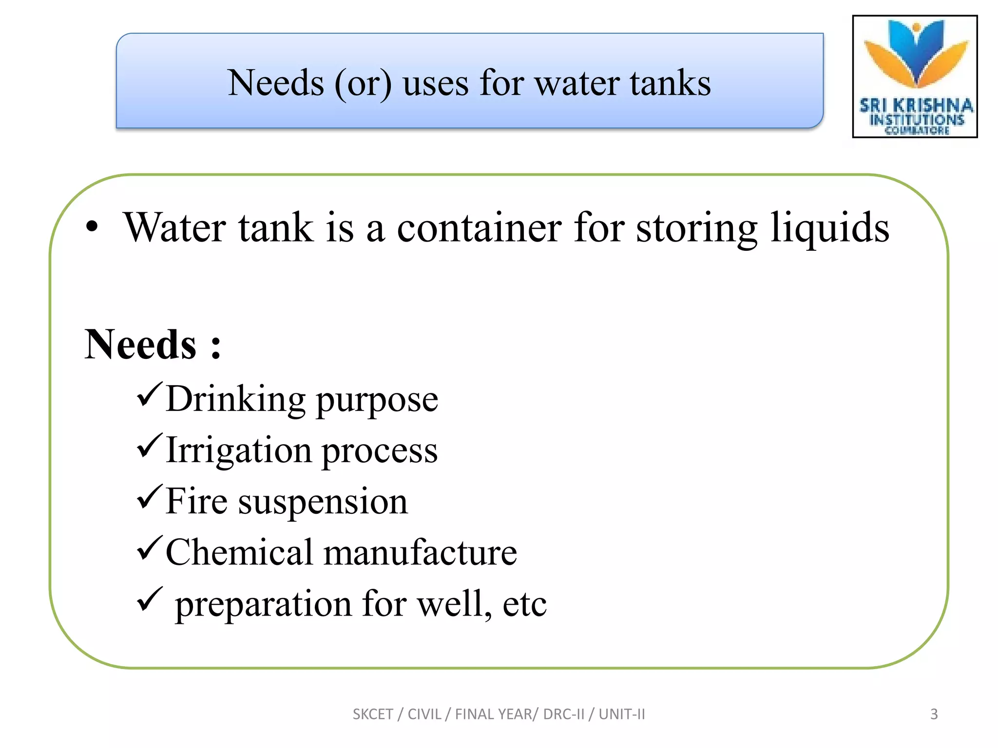 Introduction & under ground water tank problem | PDF
