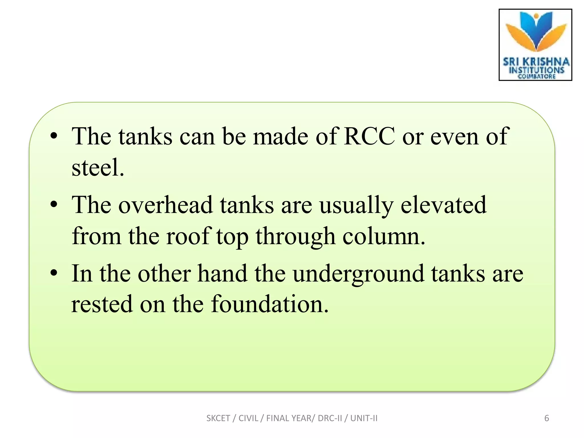 Introduction & under ground water tank problem | PDF