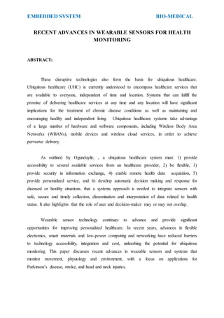 best biomedical project center chennai- recent advances in wearable ...