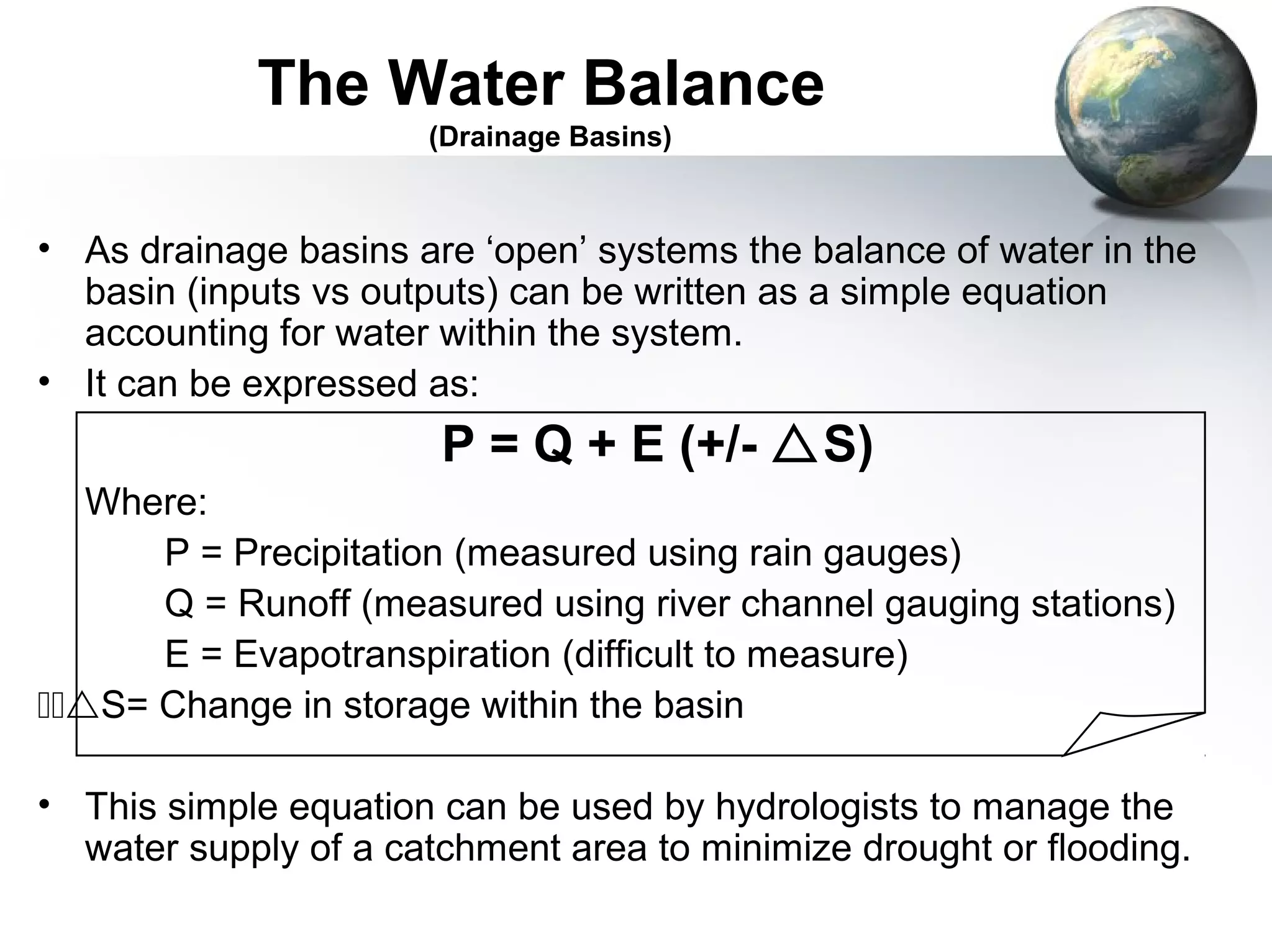 CAMBRIDGE GEOGRAPHY AS - HYDROLOGY AND FLUVIAL GEOMORPHOLOGY; 1.1 ...