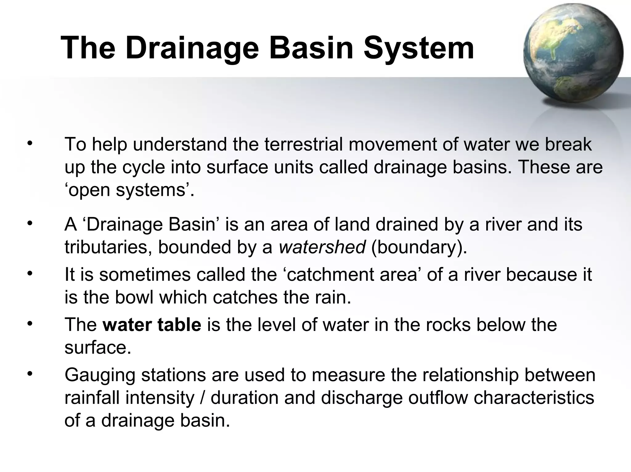 CAMBRIDGE GEOGRAPHY AS - HYDROLOGY AND FLUVIAL GEOMORPHOLOGY; 1.1 ...