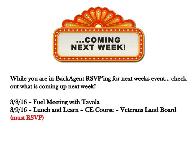 What's coming up next week?!?