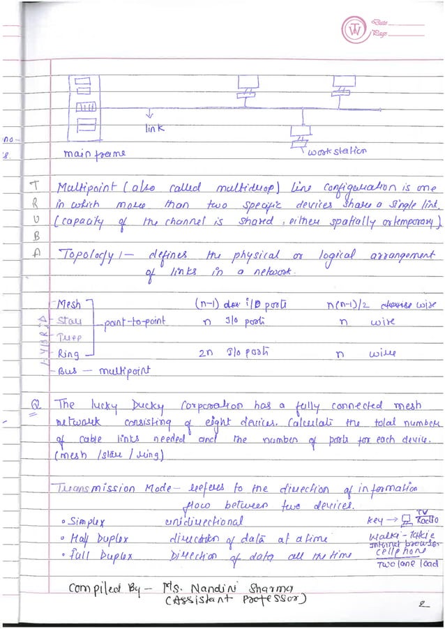 Computer Network notes (handwritten) UNIT 1 | PDF