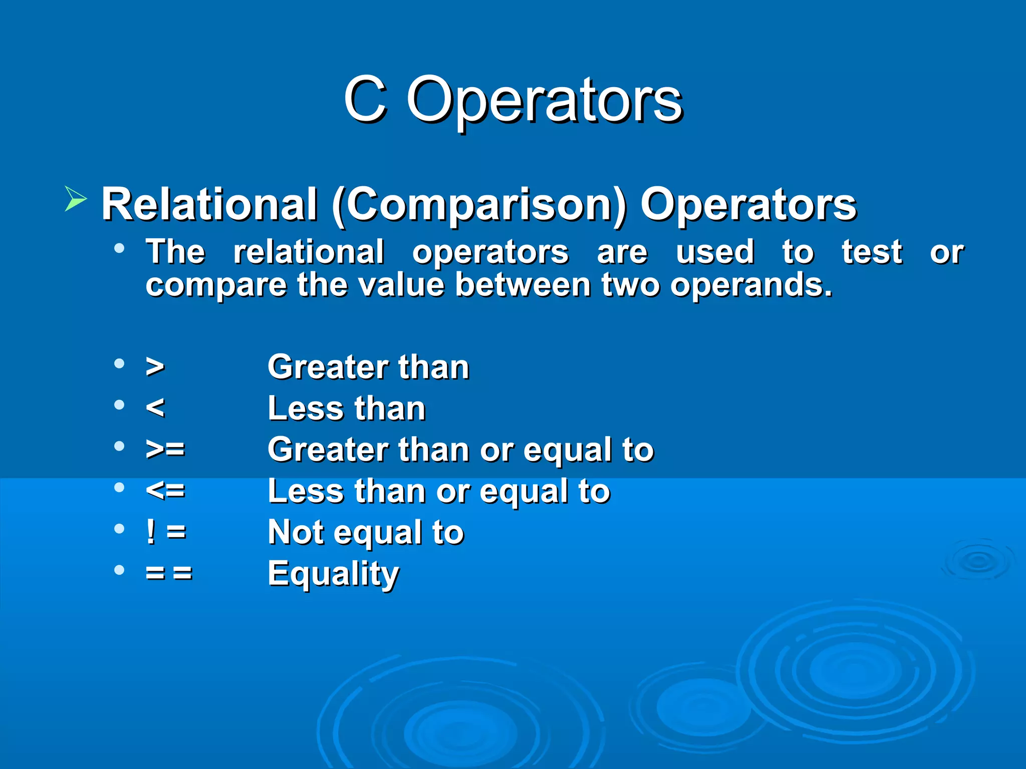 2. operators in c | PPT