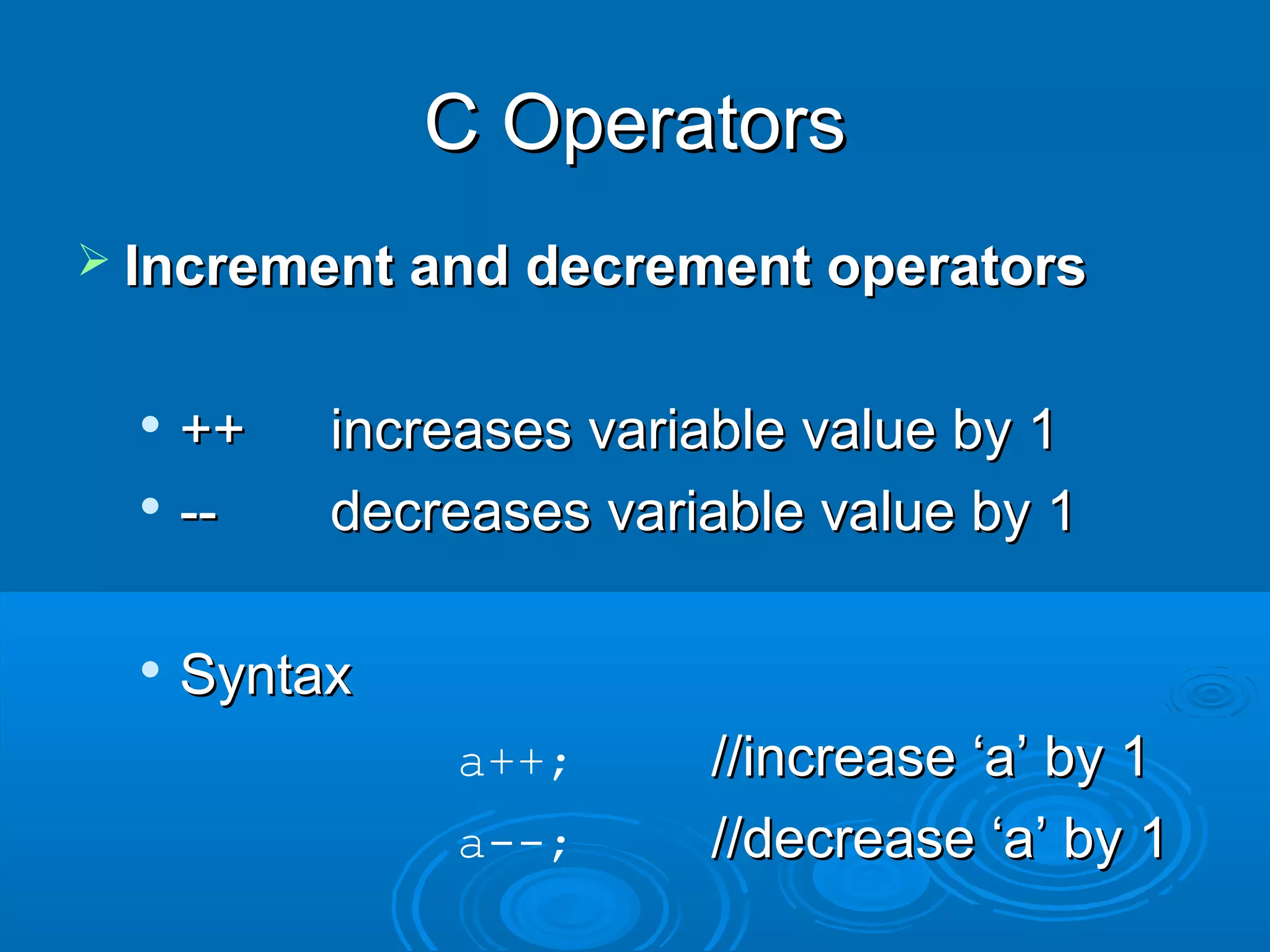 2. operators in c | PPT