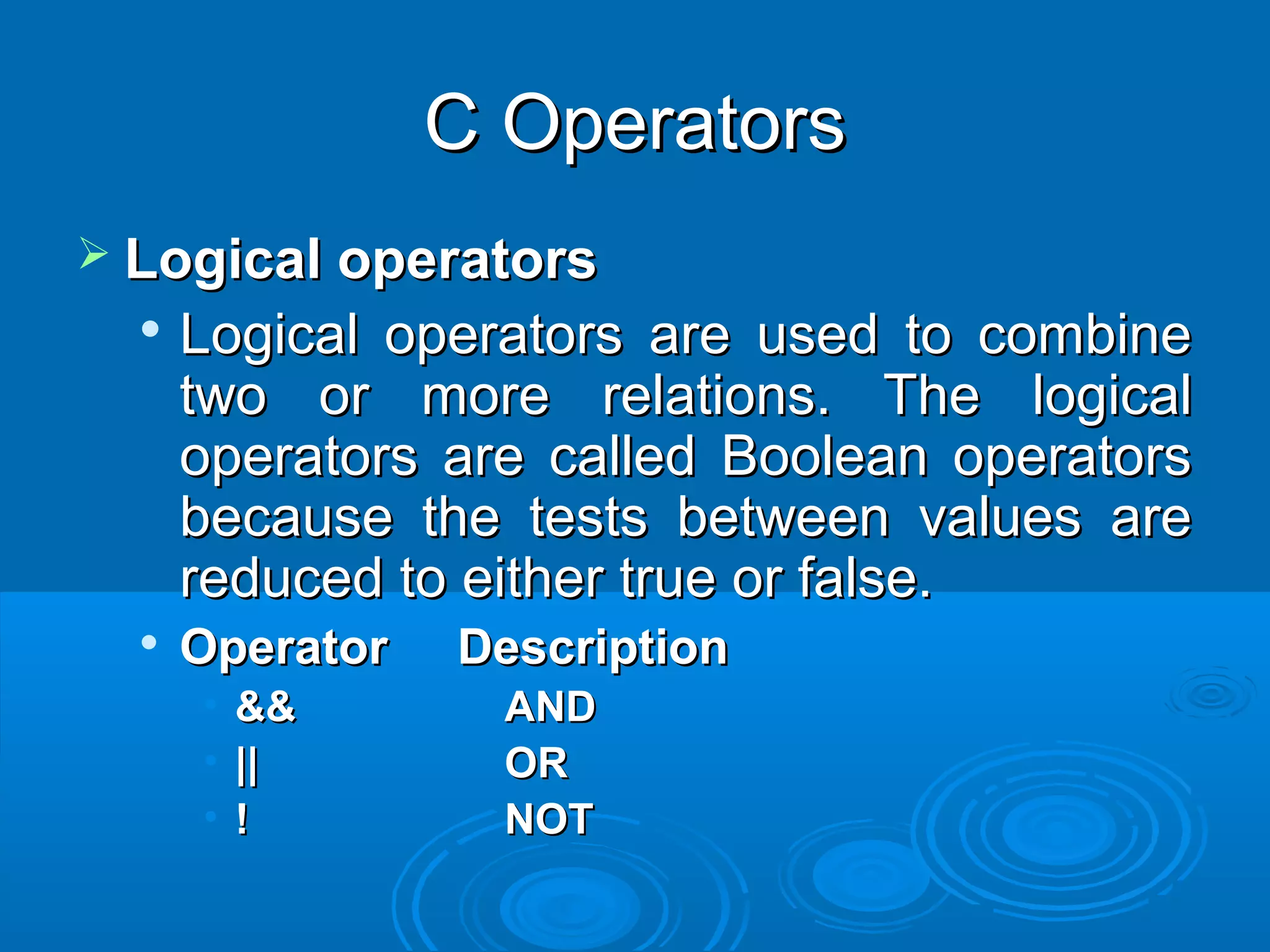 2. operators in c | PPT