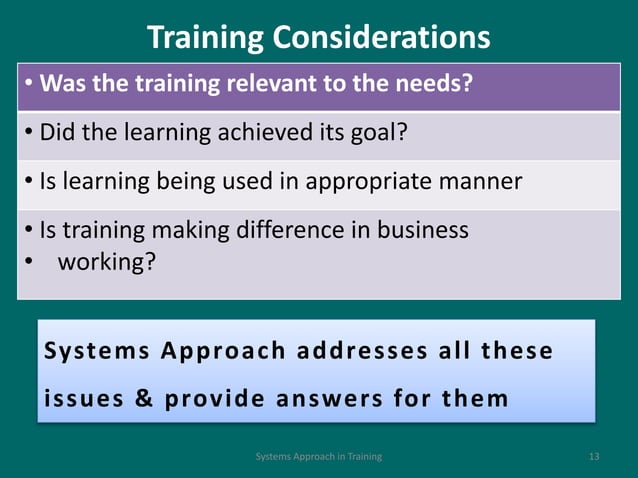 Training & Development - Systems Approach to Training | PPTX | Business ...