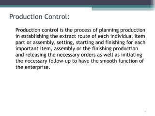 PLANNING PRODUCTION AND CONTROL | PPT