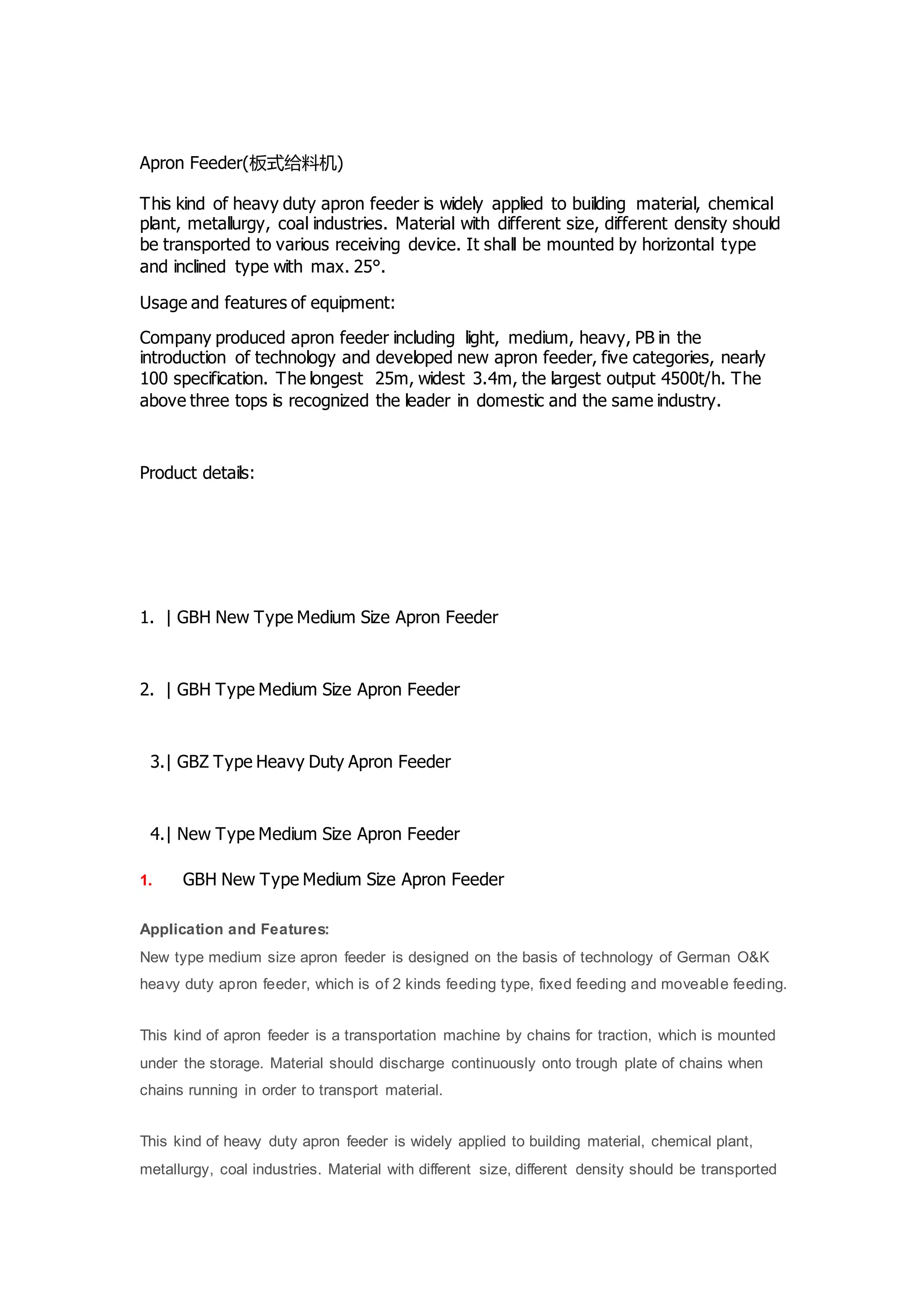 apron feeder | DOCX