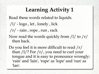 Languagelab 2.2 - Master Liquids, Affricates and Semi-vowels | PPT