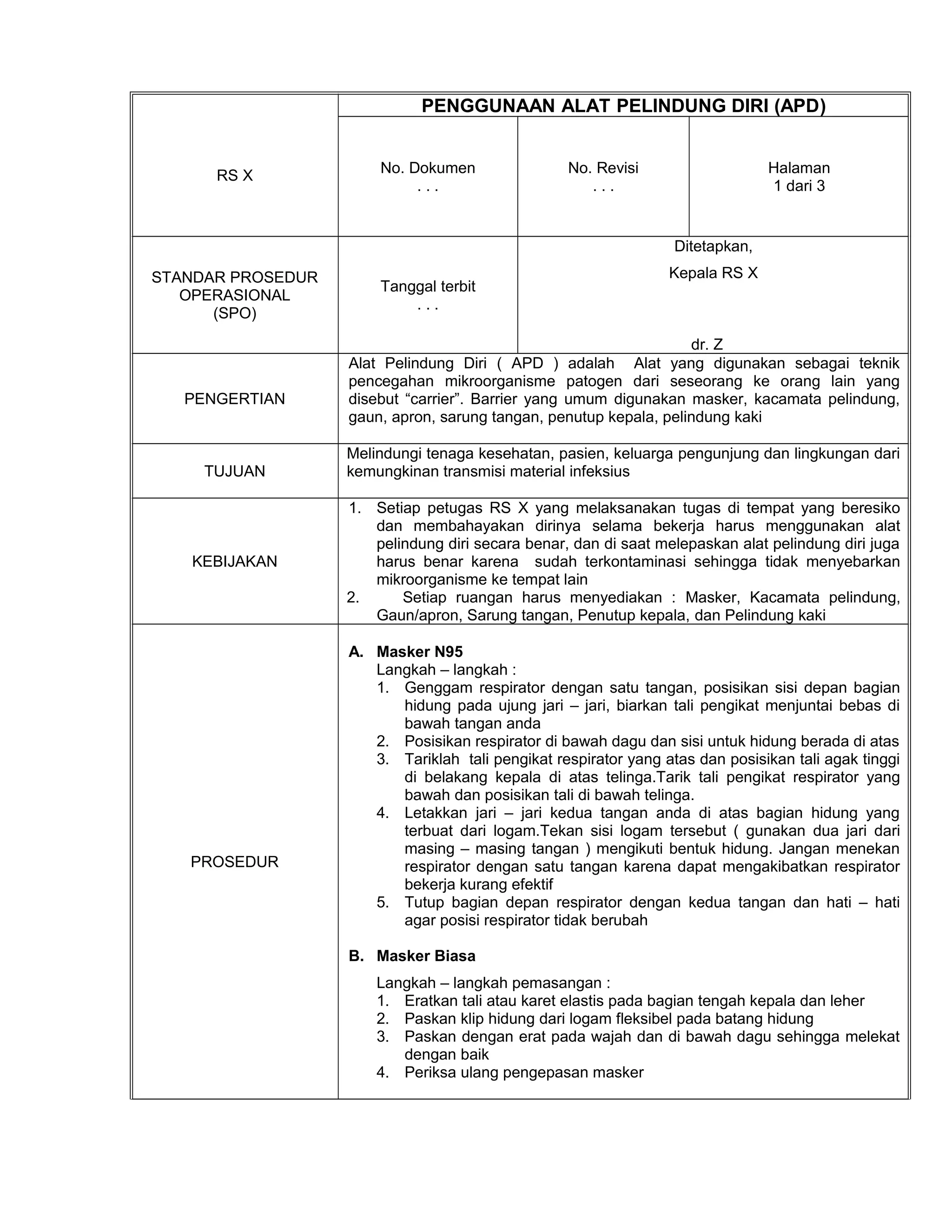 2. spo penggunaan apd | DOC