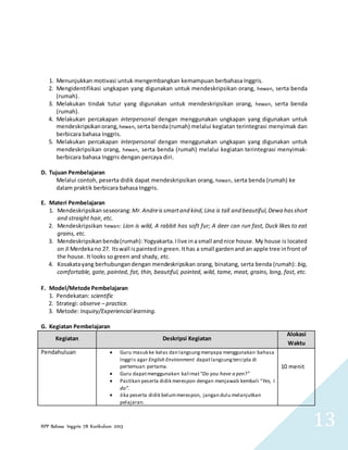 2. rpp kurikulum 2013 b.inggris 7 b he is my favourite teacher | PDF