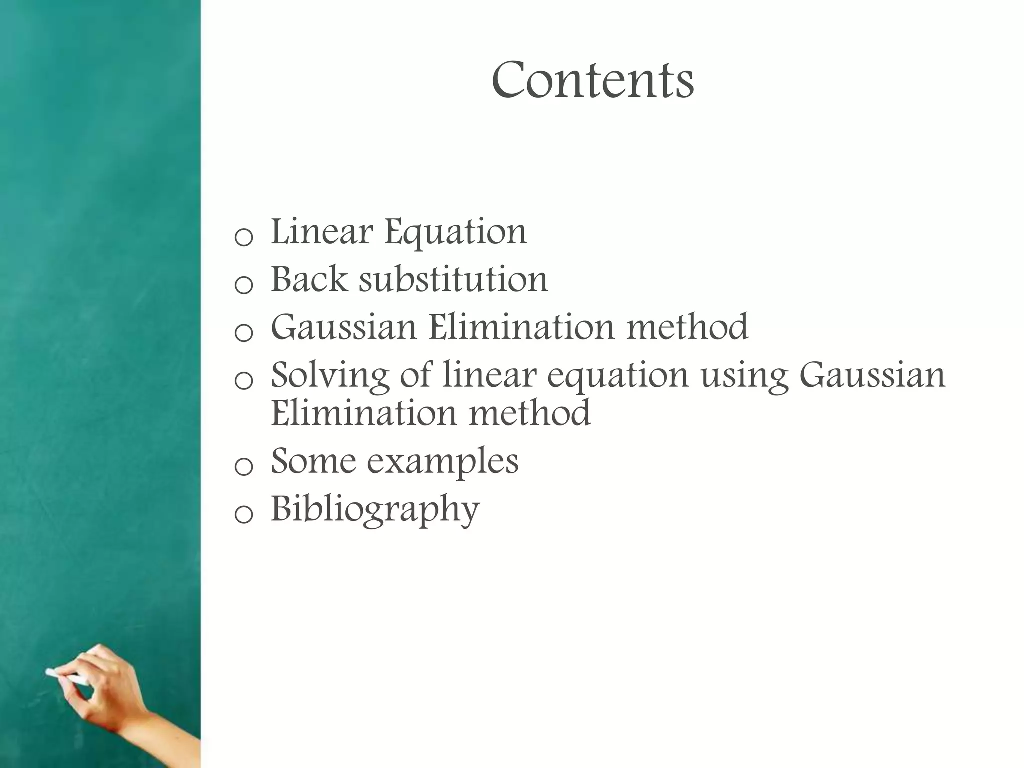 linear equation and gaussian elimination | PPTX